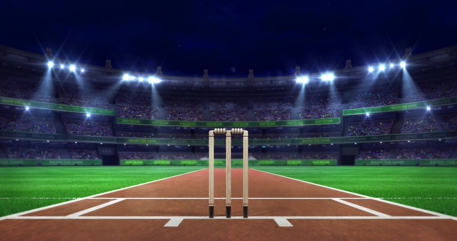 Night Cricket Stadium Scene Moving Spotlight Stock Footage Video (100% ...