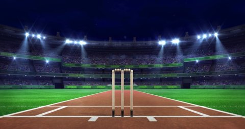 Night Cricket Field Scene Moving Spotlight Stock Footage Video (100% ...