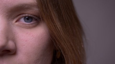 Closeup Half Face Shot Pretty Young Stock Footage Video (100% Royalty ...