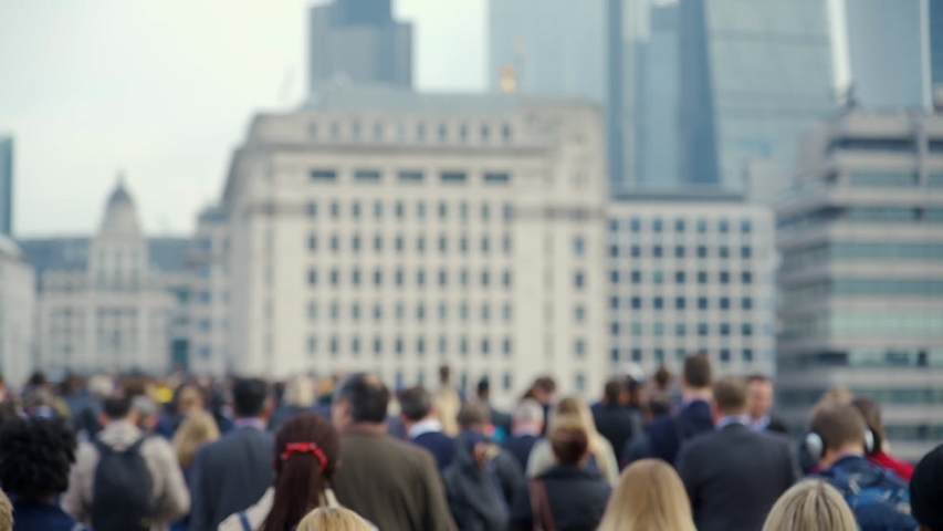 crowd pedestrian commuters crossing london bridge Stock Footage Video ...