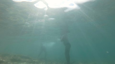 Underwater Fat Men Women Swimming Blue Stock Footage Video (100% ...