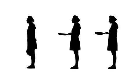 Three Black Silhouettes Lady Cook Reacting Stock Footage Video (100% ...