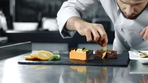 chef making cake kitchen workplace closeup Stock Footage Video (100% ...