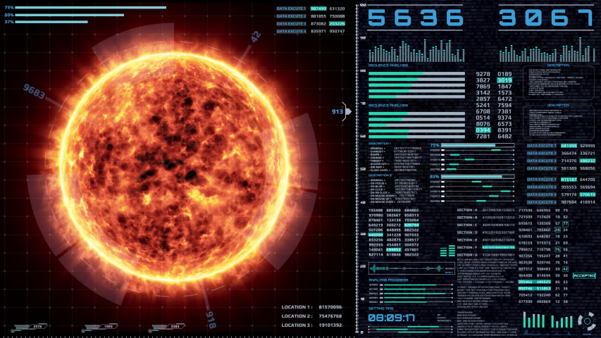 ui futuristic brilliant sun solar communication Stock Footage Video ...