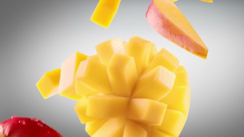 mango slices falling on white background Stock Footage Video (100% ...