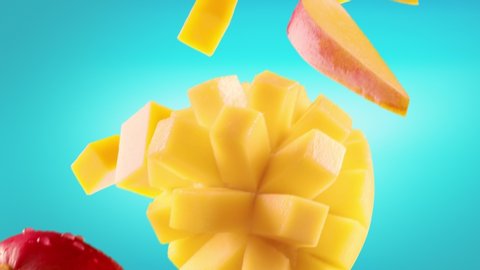 mango slices falling on white background Stock Footage Video (100% ...