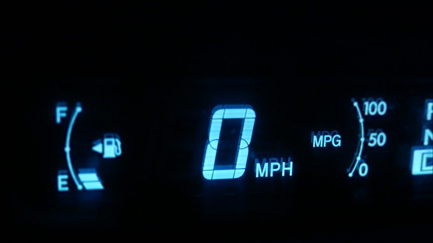 Hybrid Car Speedometer Going from Stock Footage Video (100% Royalty ...