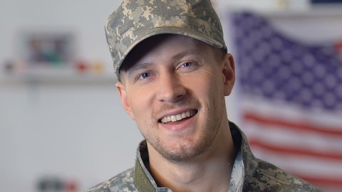 Smiling Army Sergeant Looking Camera Proud Stock Footage Video (100% ...