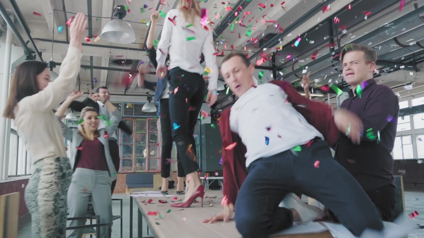 employees celebrate end project have fun Stock Footage Video (100% ...