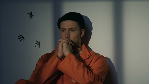 Hopeless Caucasian Male Prisoner Praying God Stock Footage Video (100% ...