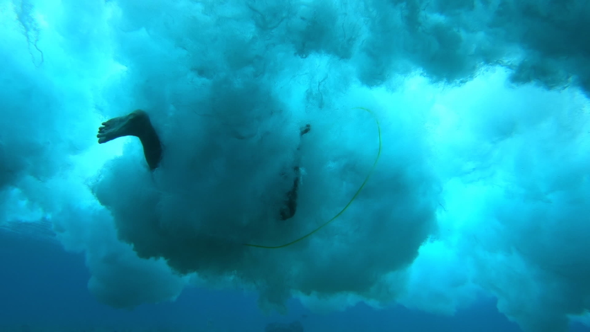 underwater view surfer fighting broken ocean Stock Footage Video (100% ...
