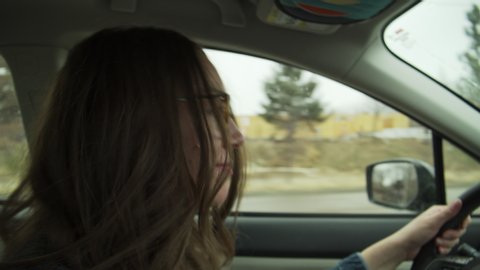 Close Distracted Car Driver Singing Playing Stock Footage Video (100% ...
