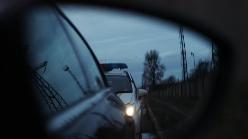 view side rear-view mirror police car Stock Footage Video (100% Royalty ...