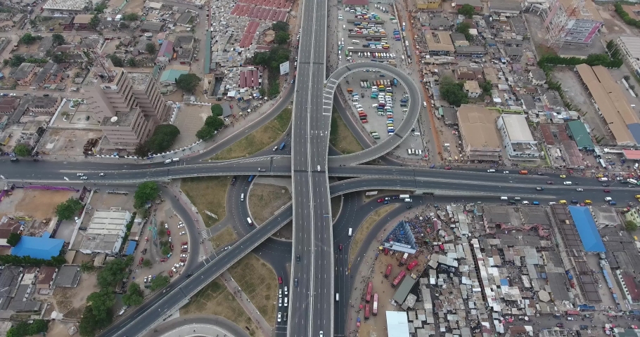 accra circle interchange drone shot - Stock Footage Video (100% Royalty ...