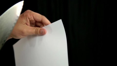 Sharp Knife Cutting Paper Ease Demonstration Stock Footage Video (100% ...