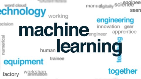 Machine Learning Animated Word Cloud Kinetic Stock Footage Video (100% ...
