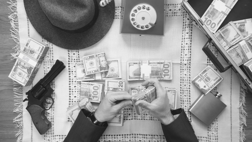 old time gangster counting stacks money Stock Footage Video (100% ...