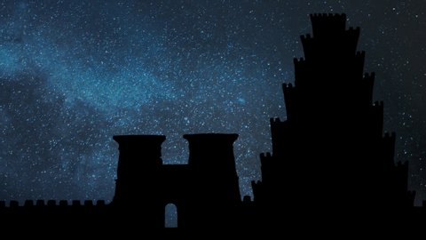 Tower Babel By Night Stars Milky Stock Footage Video (100% Royalty-free ...