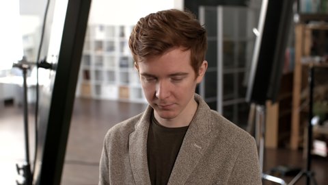 Medium Shot Young Ginger Man Standing Stock Footage Video (100% Royalty ...