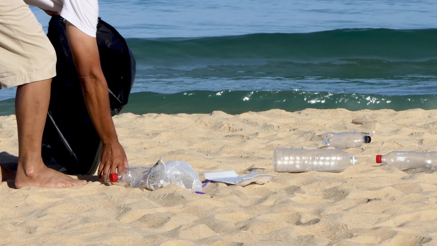 garbage collection beach environment Stock Footage Video (100% Royalty ...