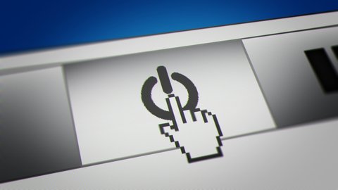 Mouse Cursor Clicking Power Button On Stock Footage Video (100% Royalty ...