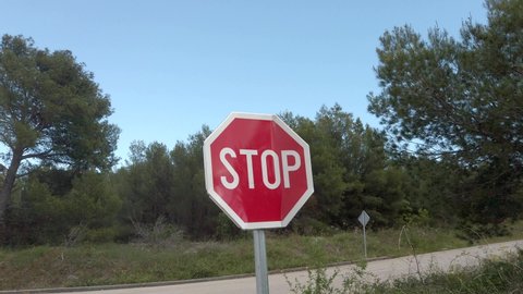 4k Stop Sign Nature Background Stock Footage Video (100% Royalty-free ...