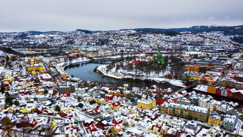 Trondheim city view in the snow, Norway image - Free stock photo ...