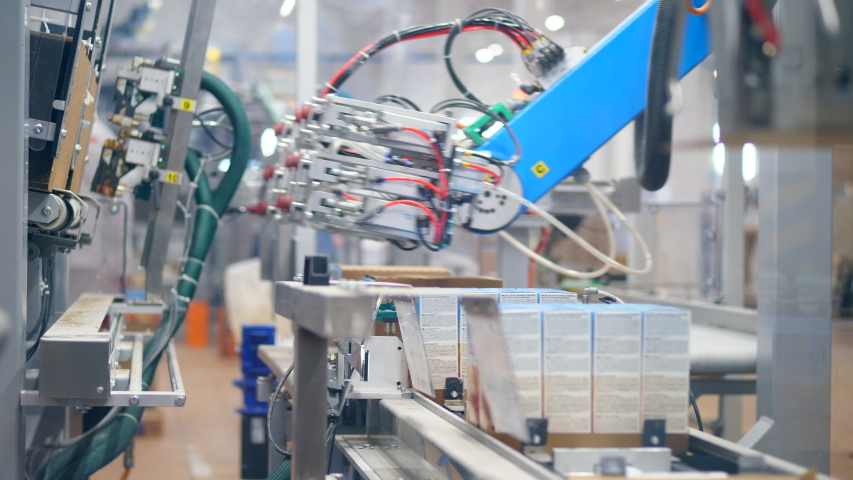 robotic machines create carton boxes on Stock Footage Video (100% ...