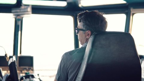 Marine Navigational Officer During Navigational Watch Stock Footage ...