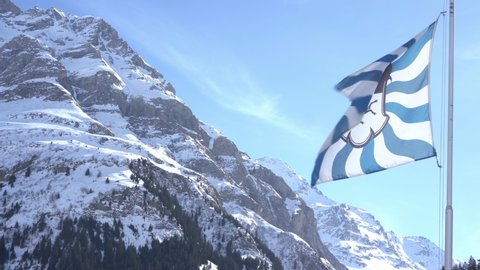 Swiss Grisons Canton Flag Waving Background Stock Footage Video (100% ...