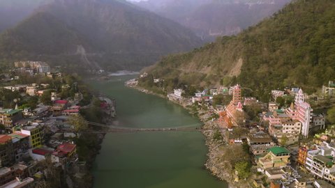 Aerial View On Rishikesh India 4k Stock Footage Video (100% Royalty ...