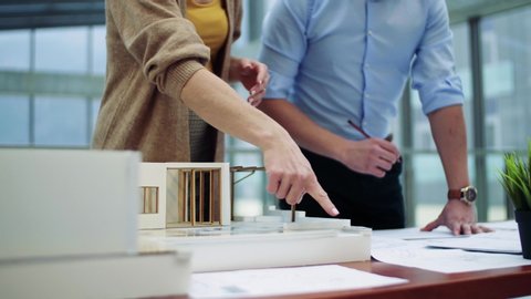 Midsection Young Architects Model House Standing Stock Footage Video ...