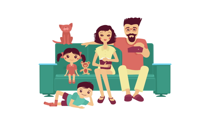 cartoon family watching tv Stock Footage Video (100% Royalty-free ...