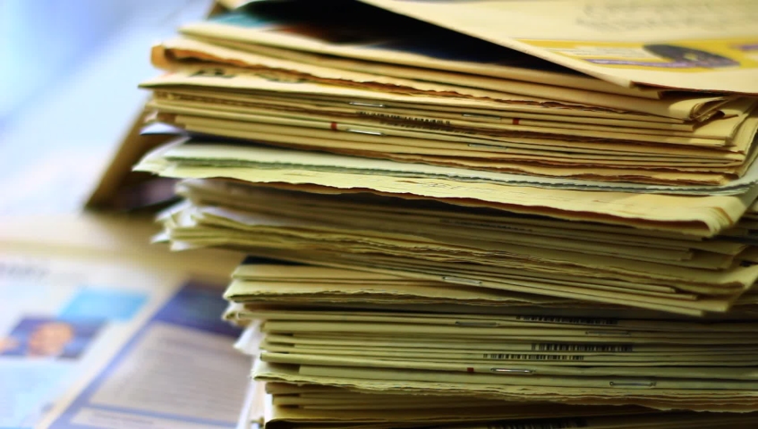 stack old newspaper on desk office Stock Footage Video (100% Royalty ...