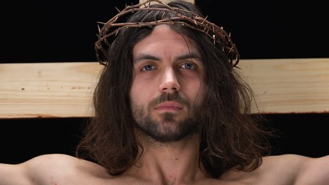 Face Crying Jesus Christ Crucified On Stock Footage Video (100% Royalty ...