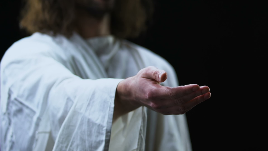 Jesus Christ Stretching Helping Hand Stock Footage Video (100% Royalty ...