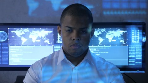 Portrait African American Man Programmer White Stock Footage Video (100 ...