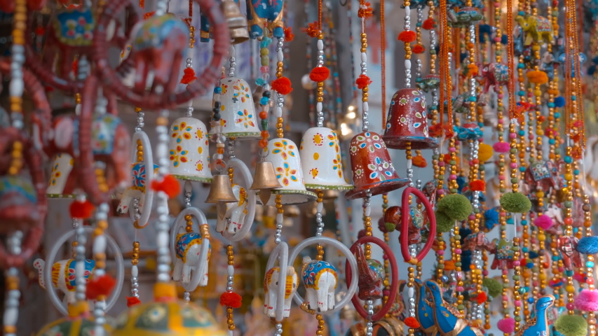 indian traditional colorful national bells attracting Stock Footage ...