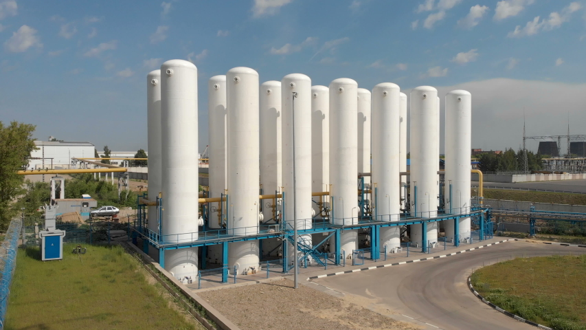 cryogenic tanks liquid oxygen plant heat Stock Footage Video (100% ...