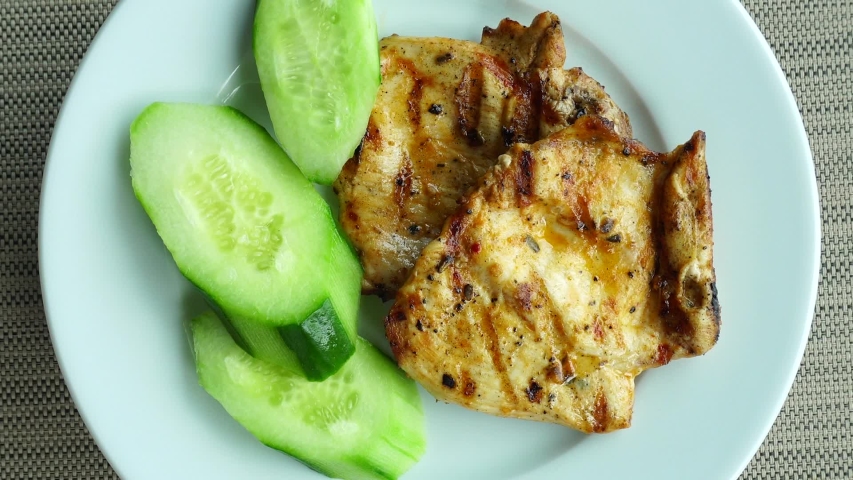 plate rotates food top view fried Stock Footage Video (100% Royalty ...