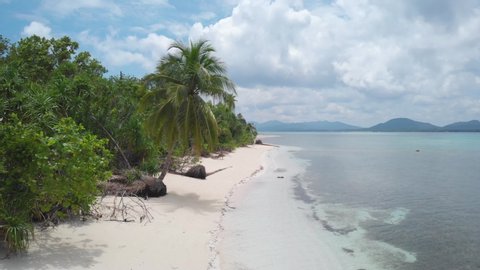 Palms White Sand Beach Air Candaraman Stock Footage Video (100% Royalty ...