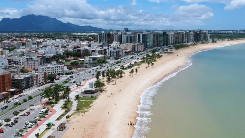 drone aerial view camburi beach vitoria Stock Footage Video (100% ...