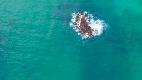 Isolated Rock On Open Ocean Overhead Stock Footage Video (100% Royalty ...