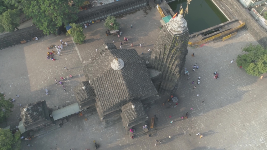 aerial view trimbakeshwar shiva temple captured Stock Footage Video ...