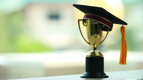 Education Graduation Achievement Success Concept Golden Stock Footage ...