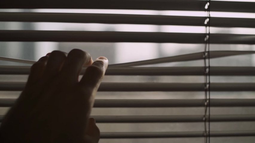 Hand Pulls Down Window Shutters Stock Footage Video (100% Royalty-free ...