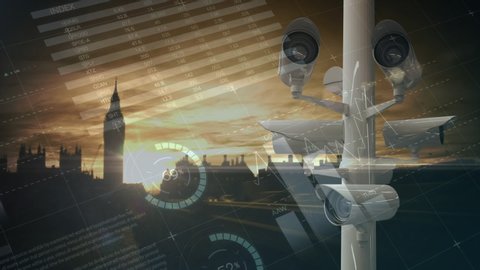 Digitally Generated Animation Surveillance Cameras Moving Stock Footage ...