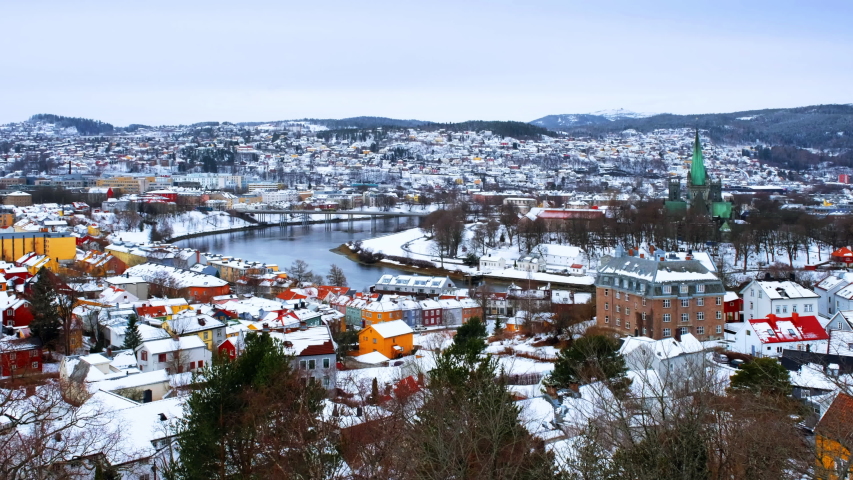 Trondheim city view in the snow, Norway image - Free stock photo ...