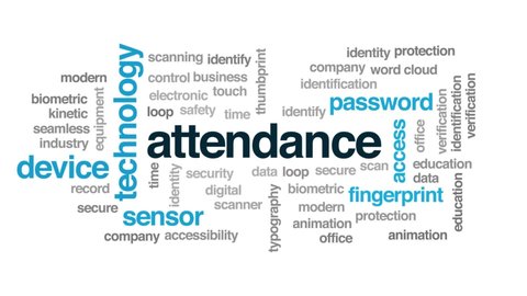 Attendance Animated Word Cloud Text Design Stock Footage Video (100% ...