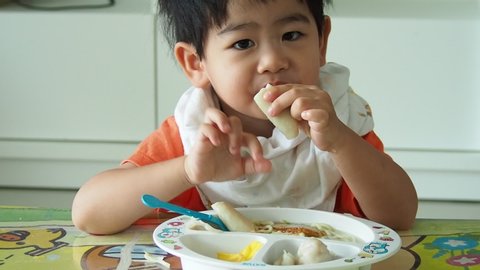 Little Girl Touching Food Eating Fingers Stock Footage Video (100% ...